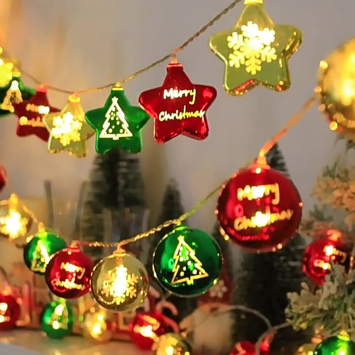 LED Plated Star Christmas String Lights, Outdoor Flashing Decor, Starr