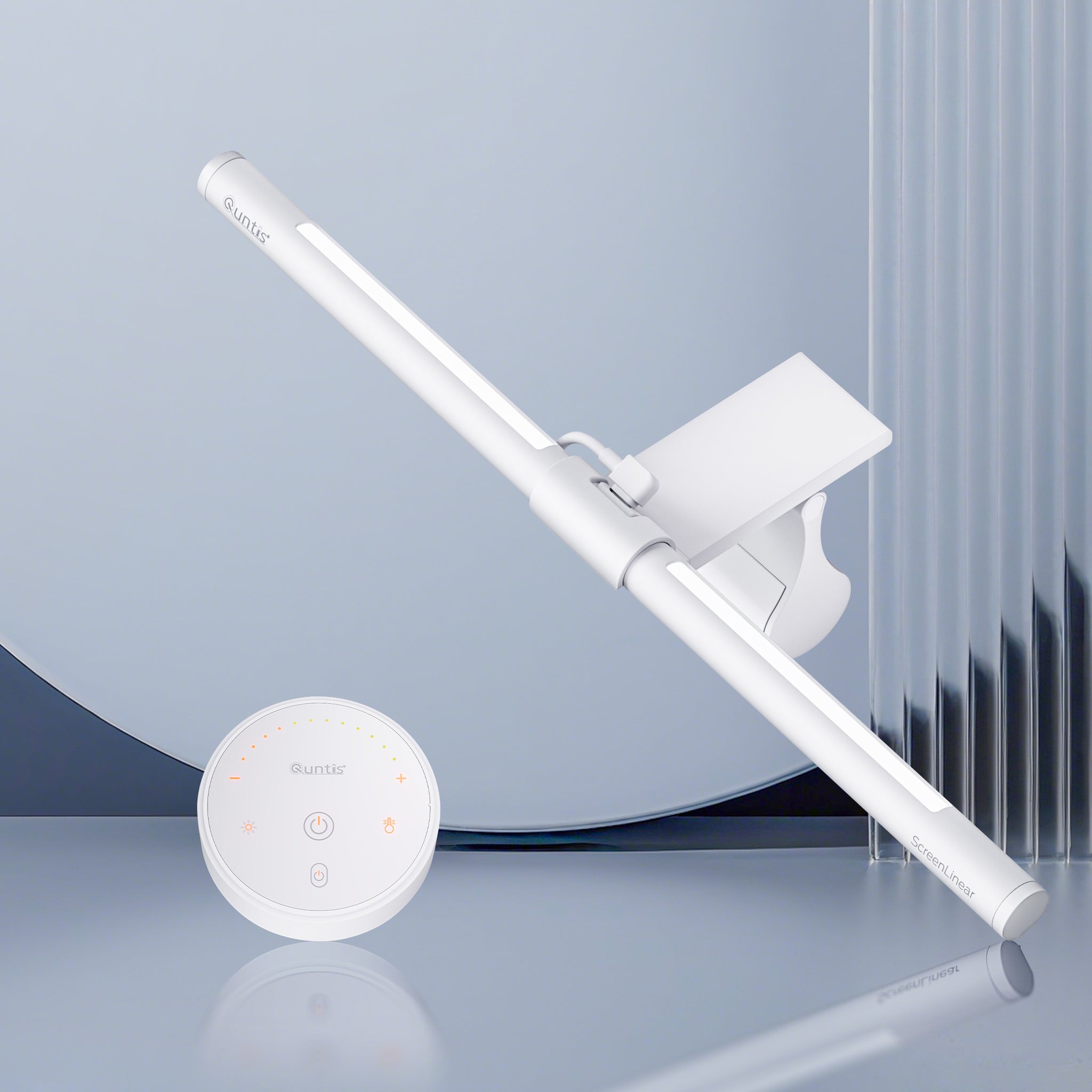 Quntis White Monitor Light Bar with Remote, Eye-Care No Glare, Space S