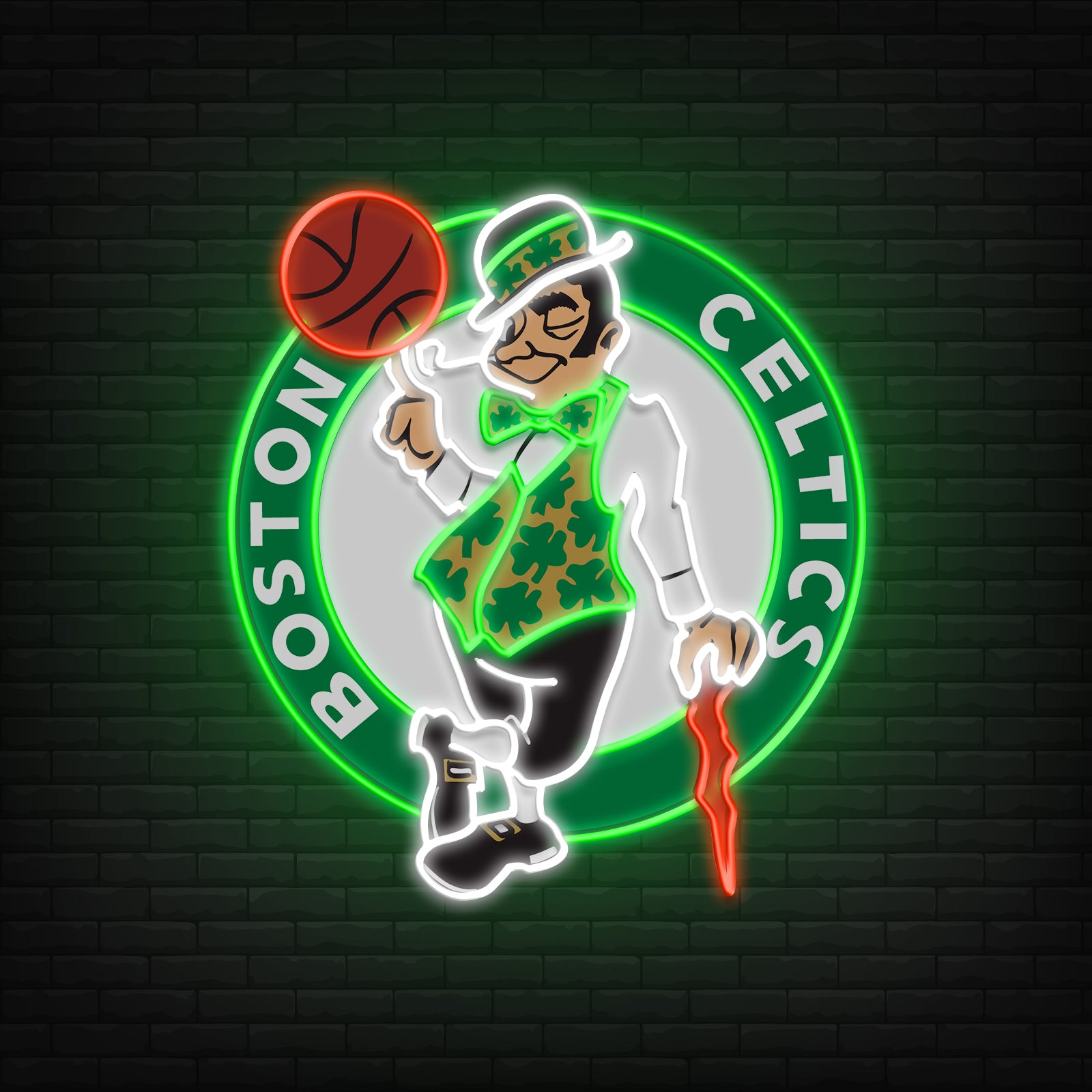 Boston Celtics LED Neon Sign – Classic Green Basketball Decor with Lig