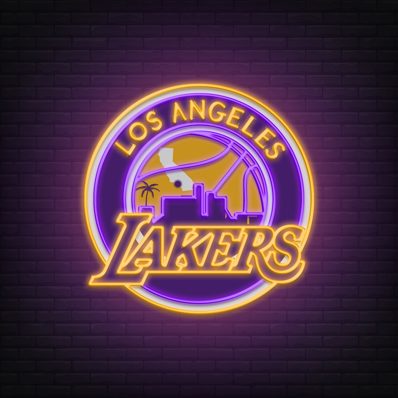 Lakers LED Neon Wall Light – Bold Purple & Gold Glow for Fans, Perfect
