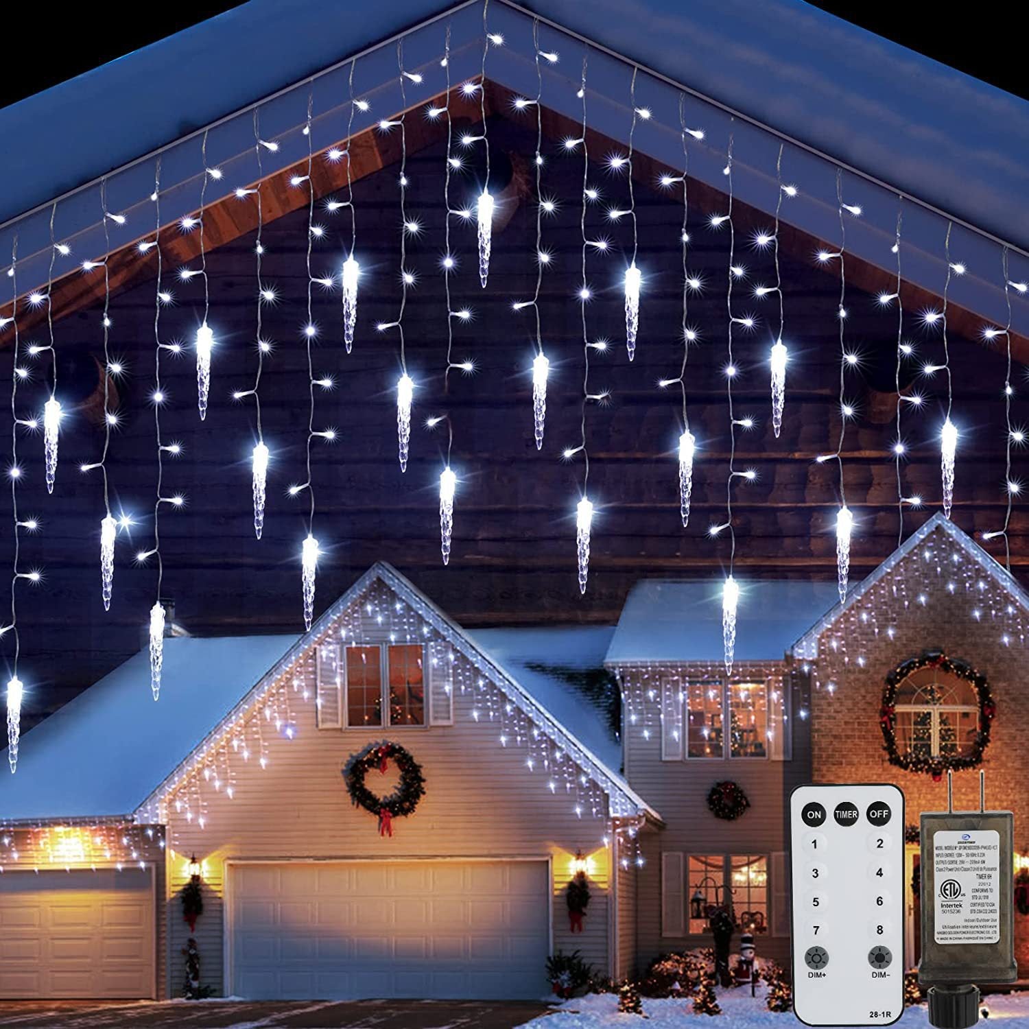 Quntis LED Icicle Lights with Low Voltage Transformer – Waterproof Ici