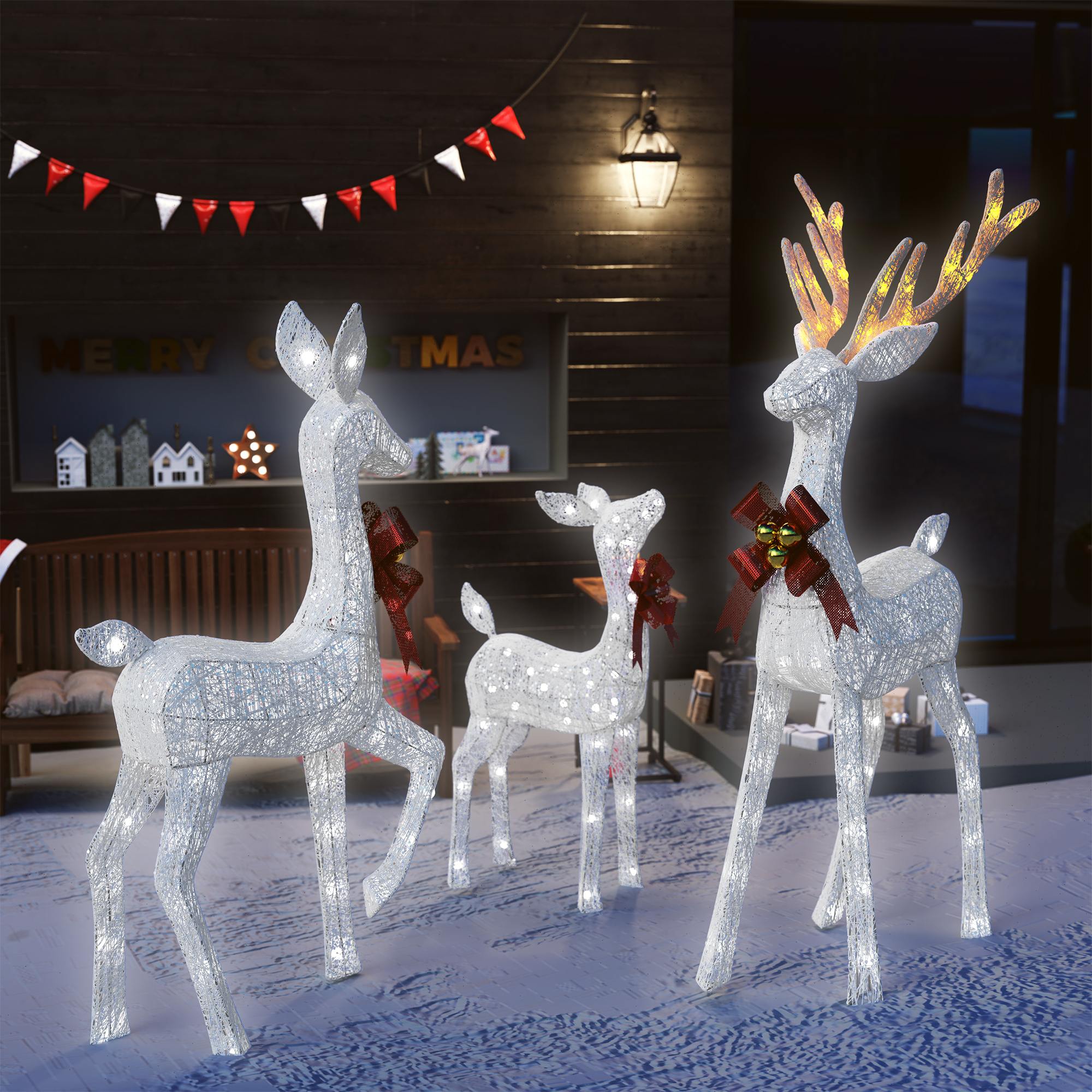3-Piece Lighted Deer Family - Outdoor Christmas Decorations, Elegant ...