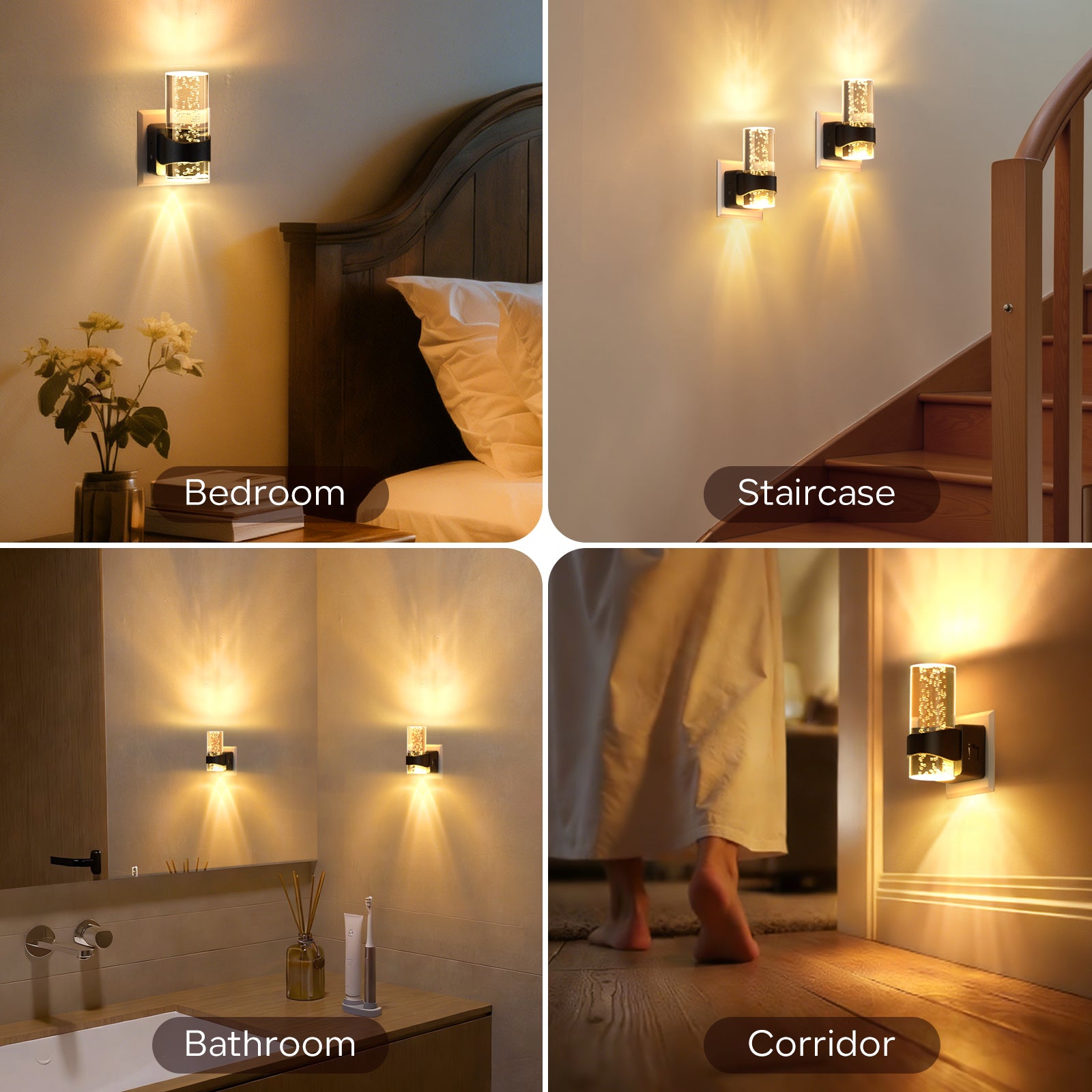 2-Pack Circular Crystal Bubble Lamps: Eye-Care Soft Lighting, Sleek Bl