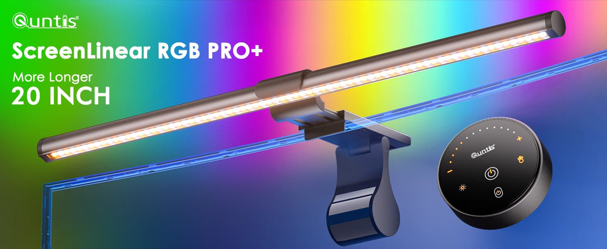 Quntis RGB Pro+ Monitor Light Bar, Remote, 15 Modes, Eye-Care, No Glare