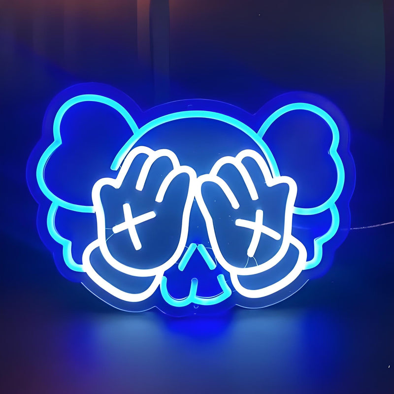 KAWS-Inspired Cartoon Hands LED Neon Sign – Modern Art Decor.