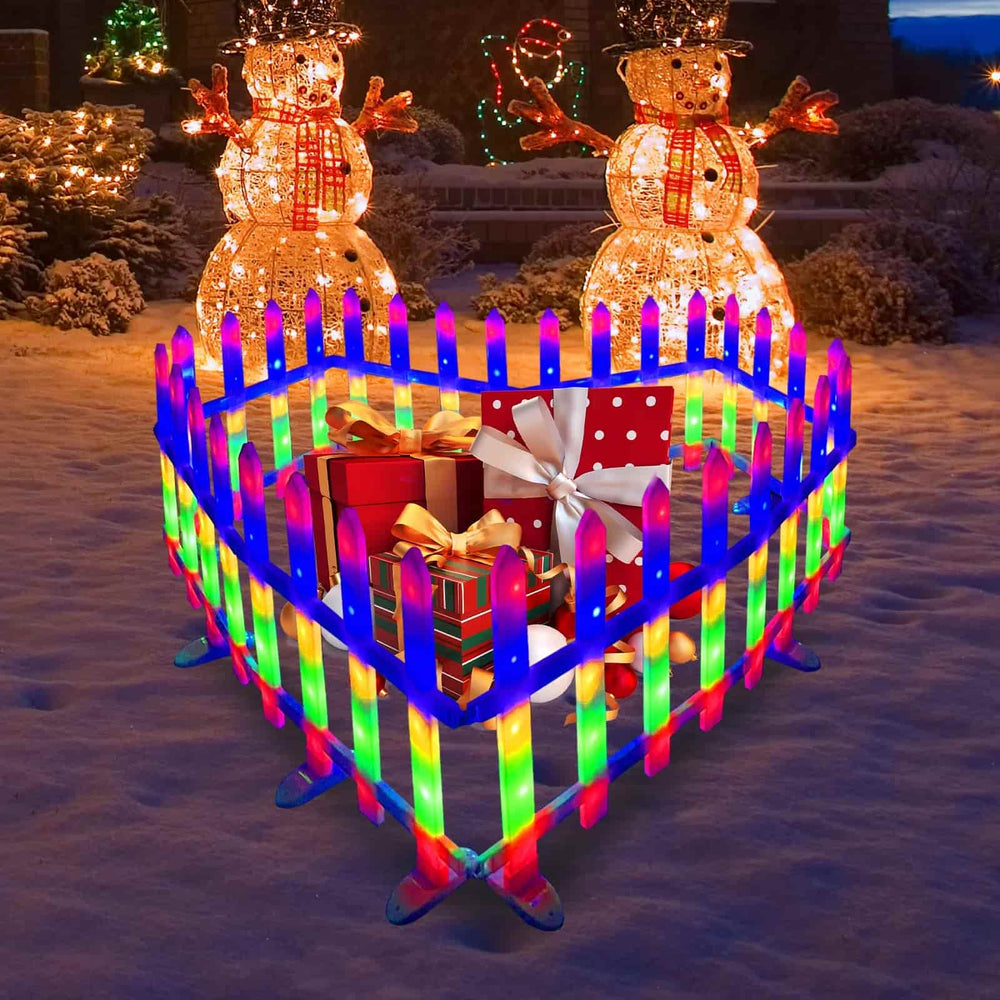 8 Pack Color-Changing Fence Lights, Remote-Controlled Outdoor Decorati