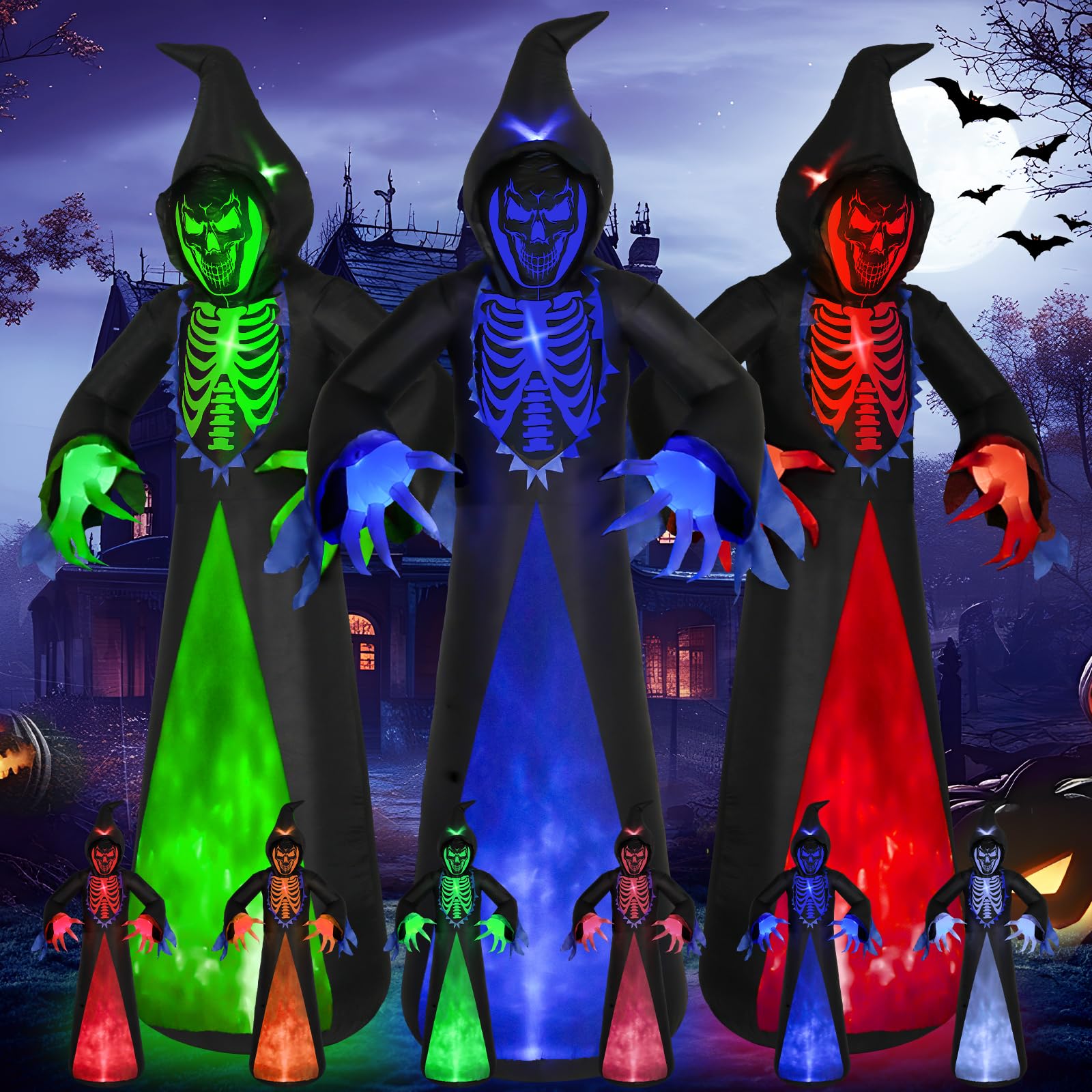 12ft 7-Colored Halloween Inflatable Ghost,Quntis Giant Halloween Infla