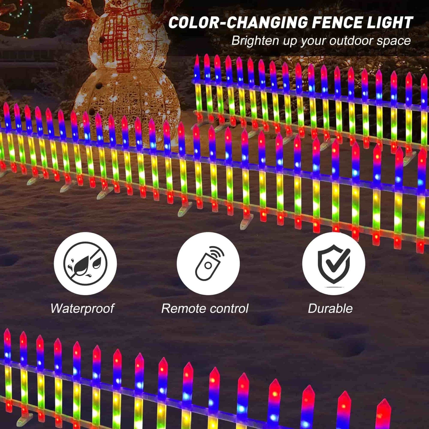 8 Pack Color-Changing Fence Lights, Remote-Controlled Outdoor Decorati