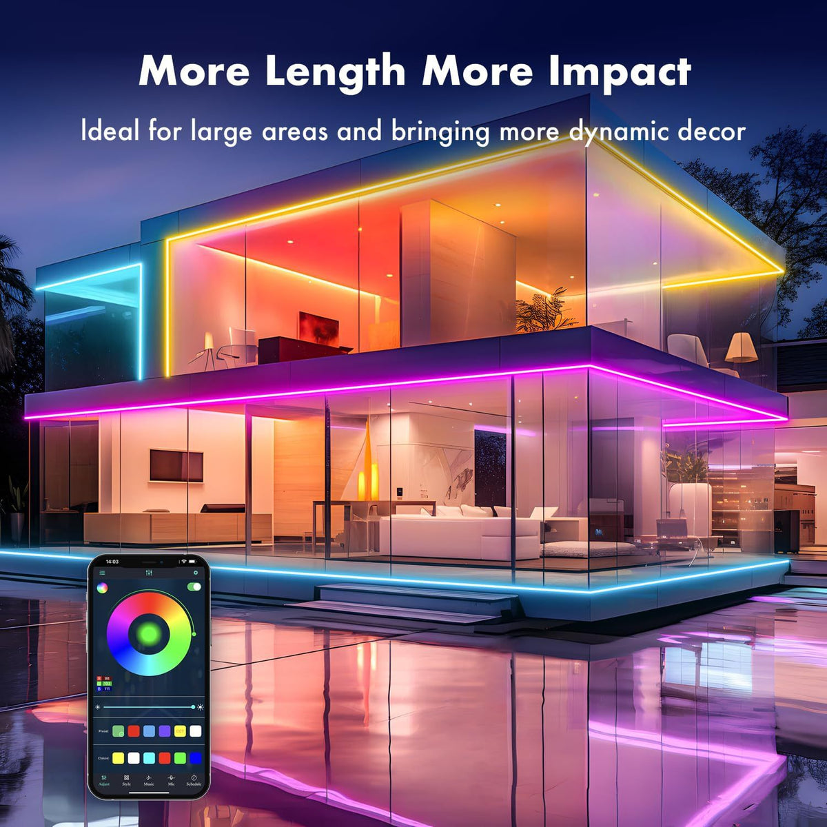 Waterproof LED Neon Strip Lights – Low Voltage Smart Bluetooth APP Mus