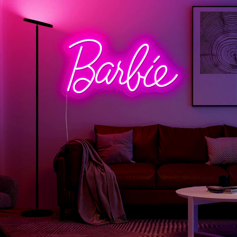 Luminous Pink 'Barbie' Neon Sign – Chic LED Decor for Stylish Spaces