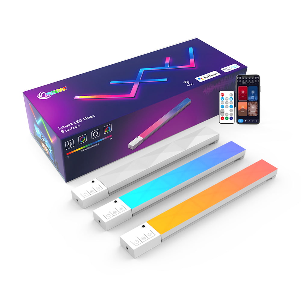 RGB LED Wall Sconce with Remote and APP Control, RGB Glide Wall Light