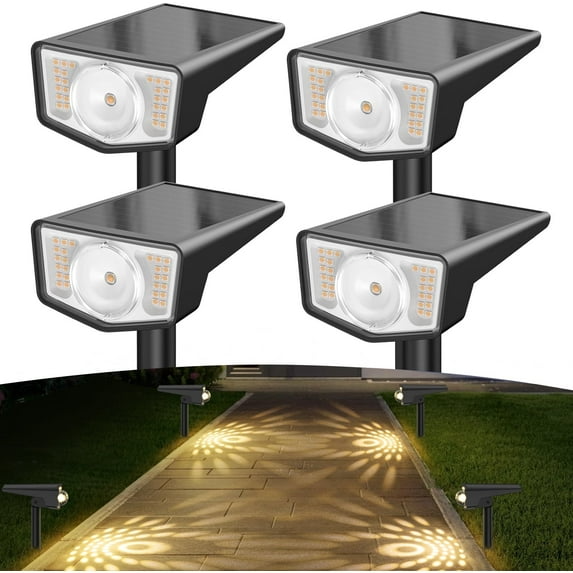 Quntis Solar Spotlights – 43 LEDs, Dual Modes & IP65 Waterproof(4Pack)