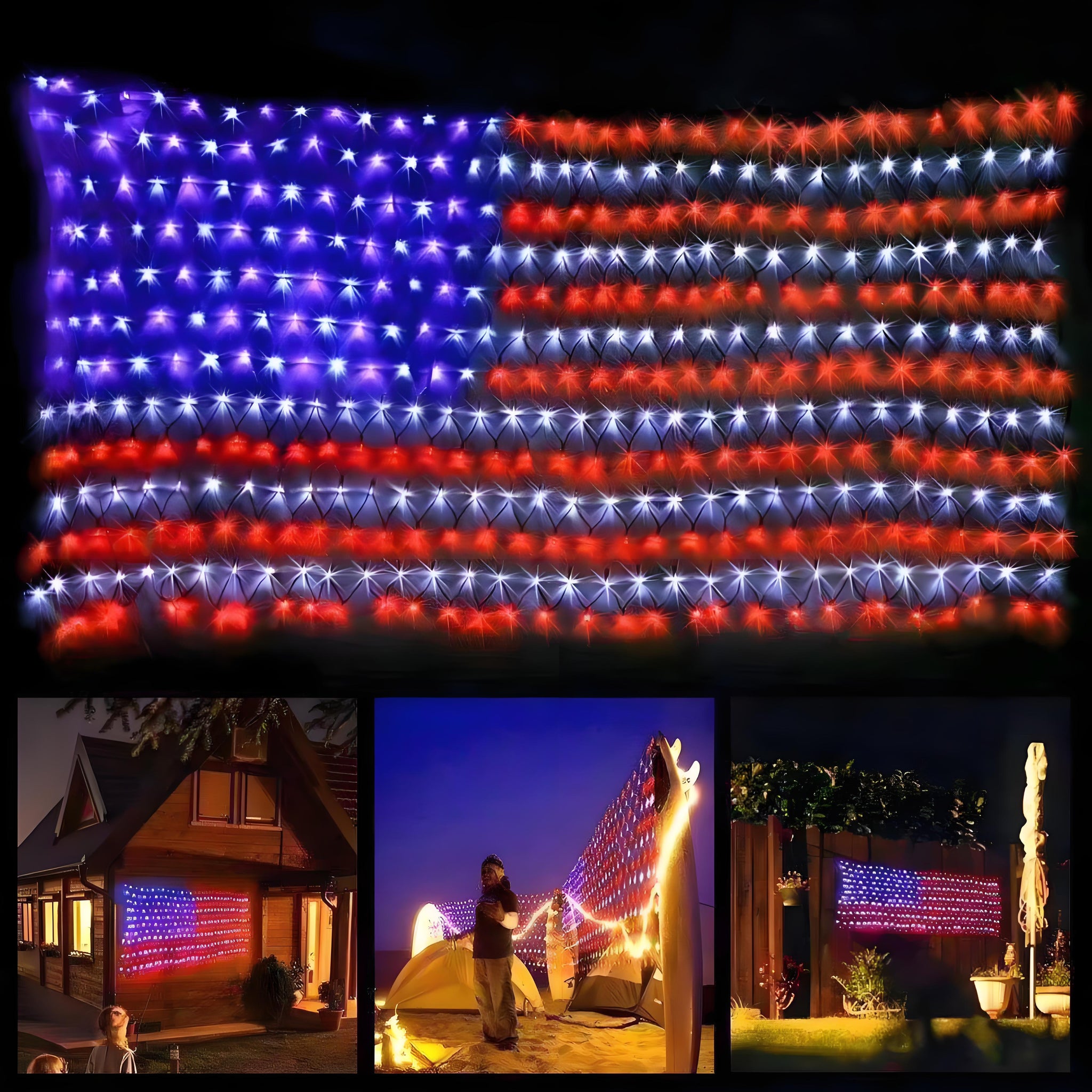 Waterproof LED American Flag Lights – 4th of July & Holiday Decor
