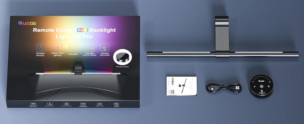 Quntis RGB Pro+ Monitor Light Bar, Remote, 15 Modes, Eye-Care, No Glare