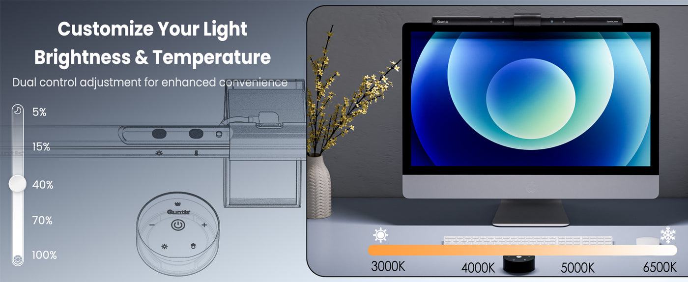 Quntis 40cm Monitor Light Bar with Remote, Touch Control & Eye-Caring Dimming